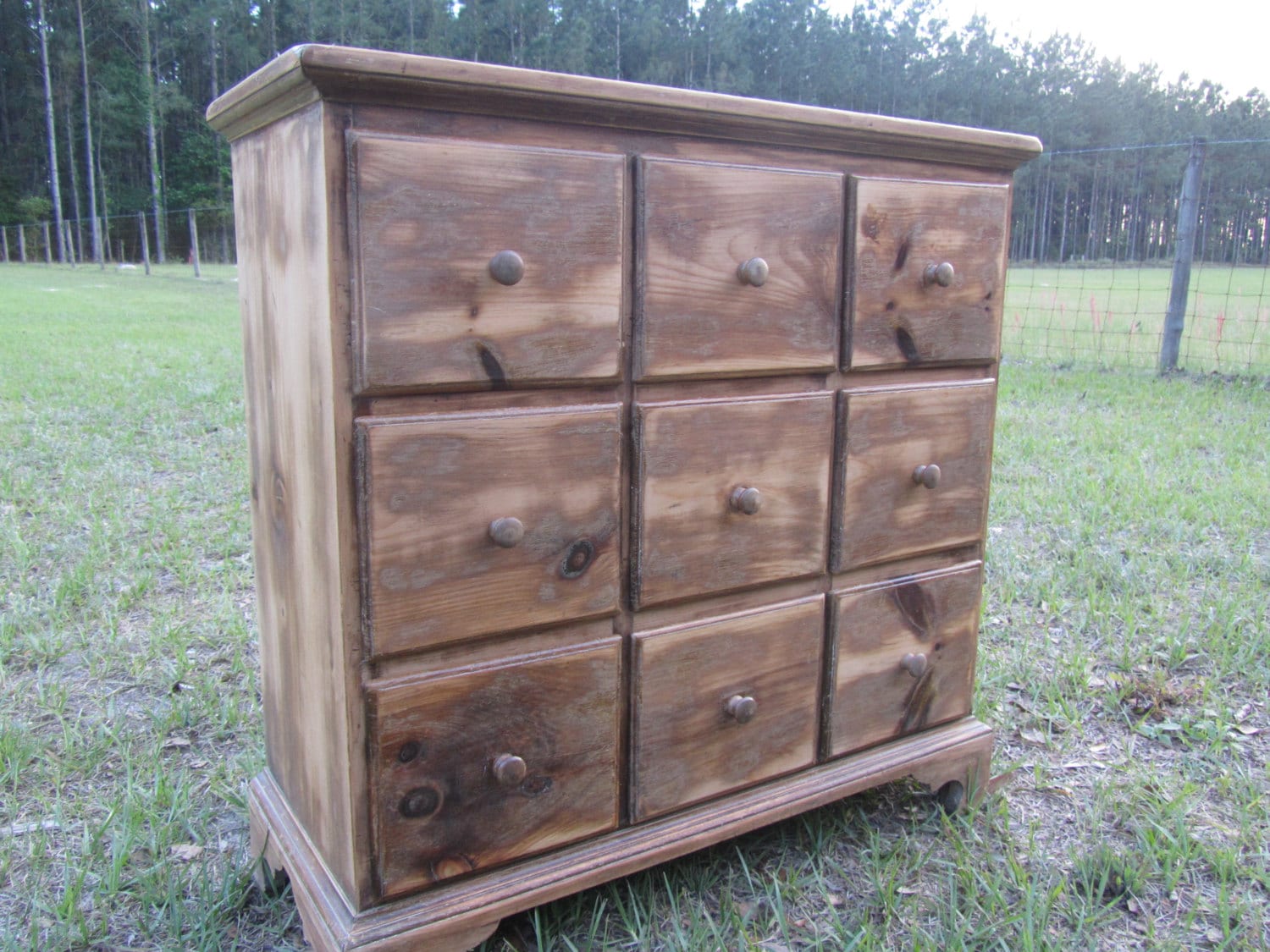 Vintage Apothecary Table, Nine Drawer Cabinet, Rustic, Solid Wood ...