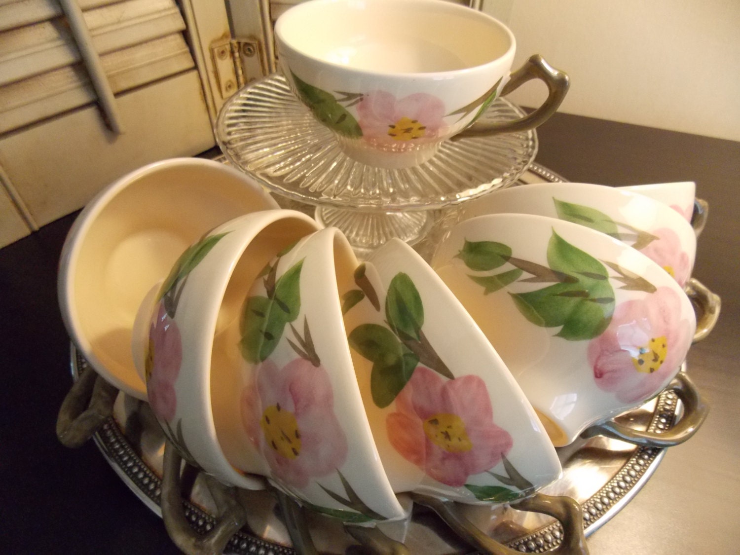 Vintage FRANCISCAN WARE CUPS, “Desert Rose” Pattern Set of Eight Cups ...