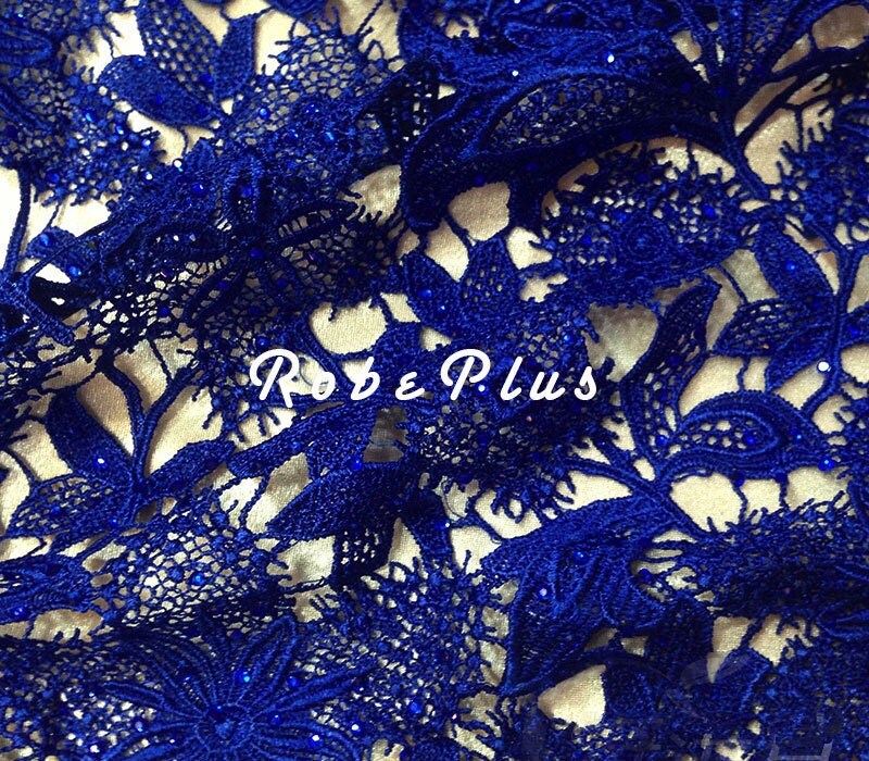 Navy Blue Lace Fabric Blue Lace Fabric with Sequin