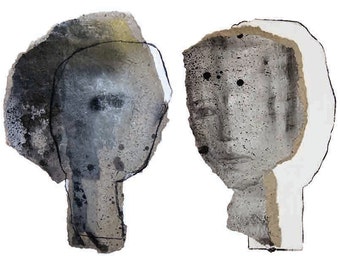 Modern Black and White Print Abstract Drawing Portrait by BorianaM