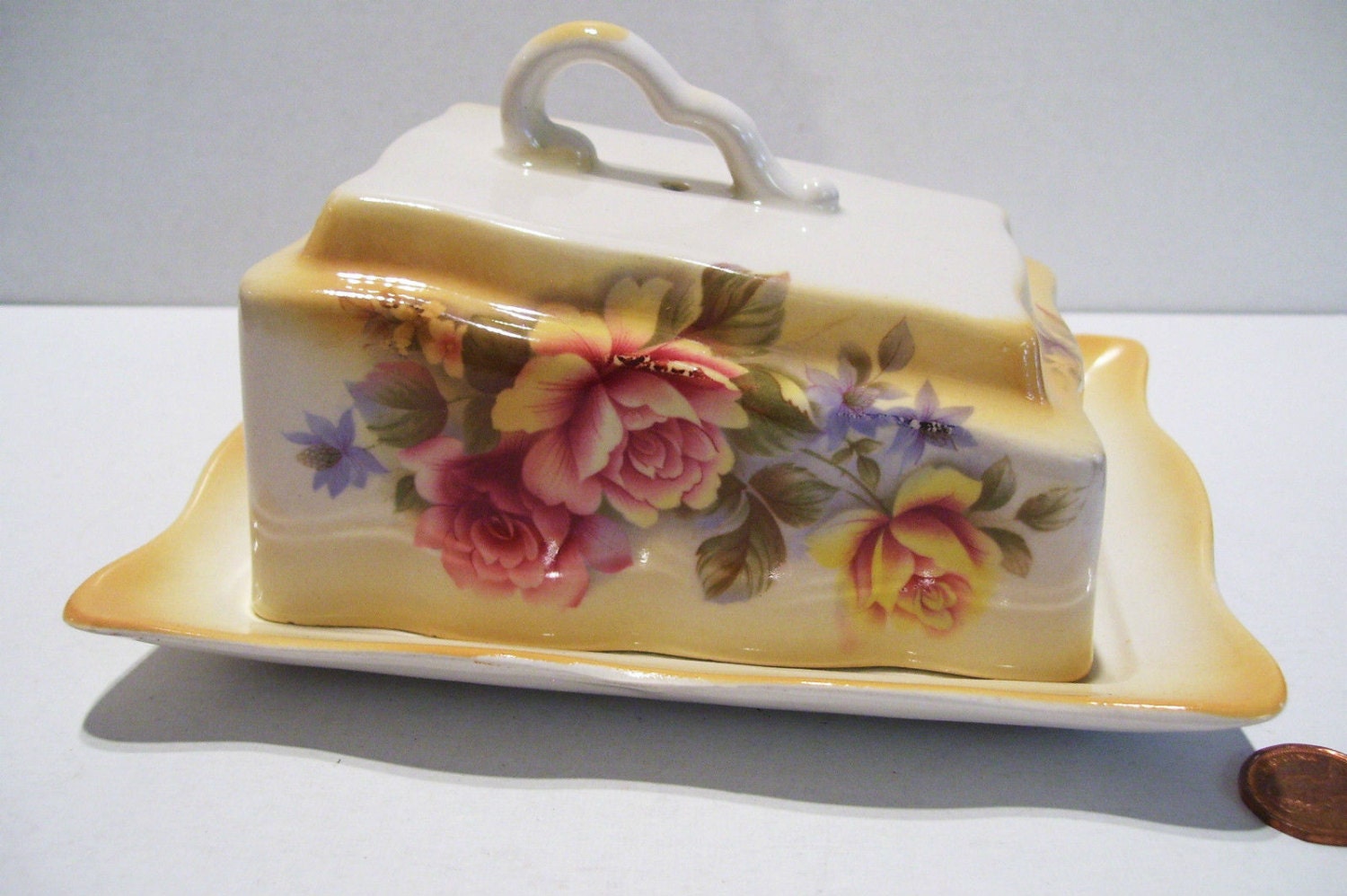 Cheese Butter Dish Old Foley Kent Mid Century Roses Vintage – Haute Juice