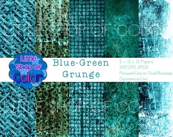 Items similar to Paris 1930 - Blue and Green - Digital 12x12 Paper Pack ...