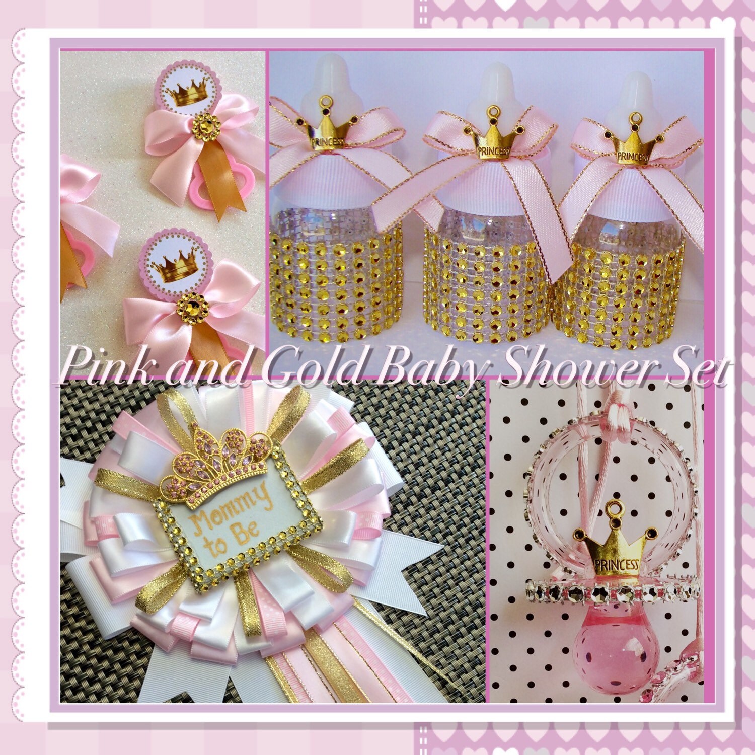 12 Pink Little princess baby shower pins by Marshmallowfavors