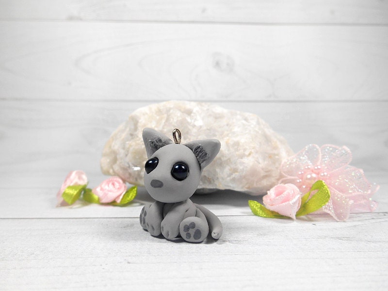 Wolf charm kawaii wolf pendant necklace charm polymer clay