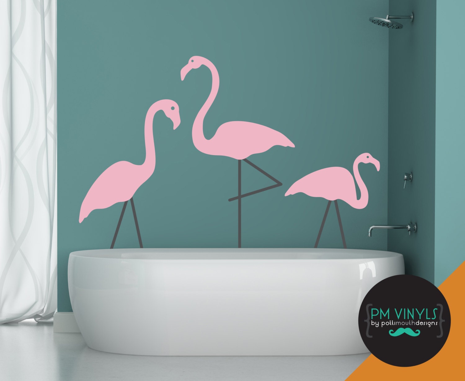 Plastic Pink Flamingo Vinyl Wall Decals ANI002