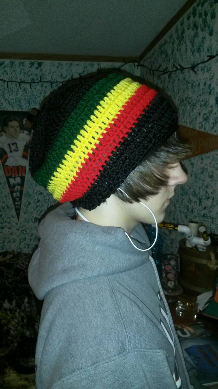 Crochet Slouch Hat Rasta Hat Bob Marley Hat Team Hat