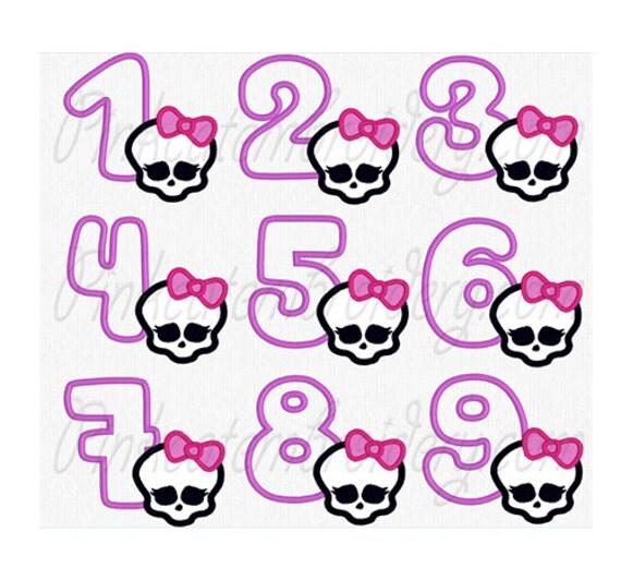 Monster High number applique Monster High by PinkCatEmbroidery