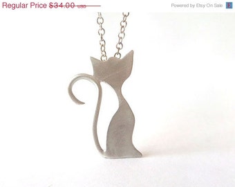 Popular items for silver cat necklace on Etsy