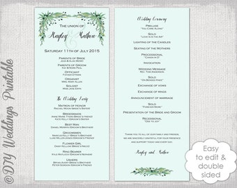Items similar to Preppy and Elegant Wedding Program template- customized PDF to print at home on ...