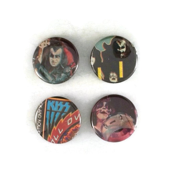 KISS Pin Set – 4 Original Rock and Roll Music Badges – Pop Art Pinbacks ...