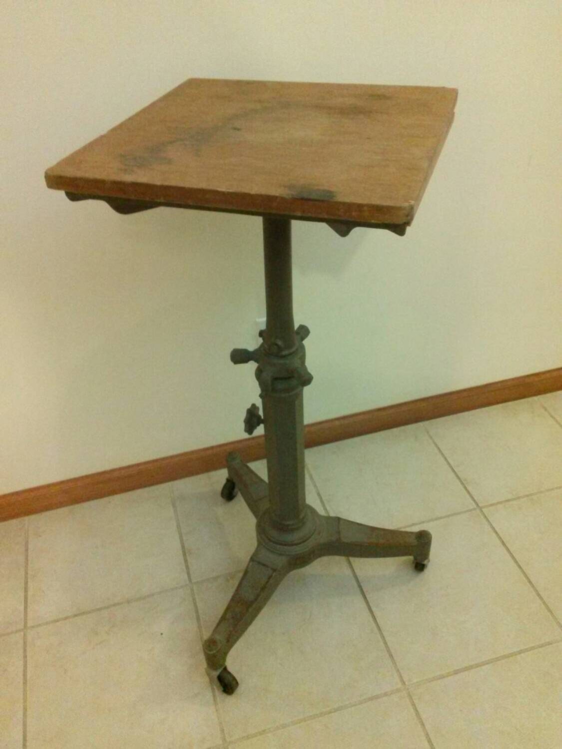 Vintage industrial Karlo typewriter stand adjustable cast iron base ...