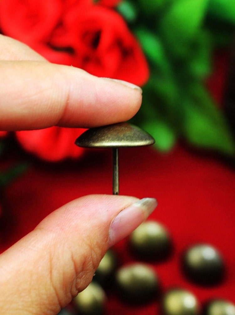 50 Round Head Tacks Bronze Upholstery Vintage by SiberHardware