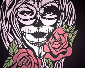 Items similar to Handmade Handcut Papercut Sugar Skull on Etsy