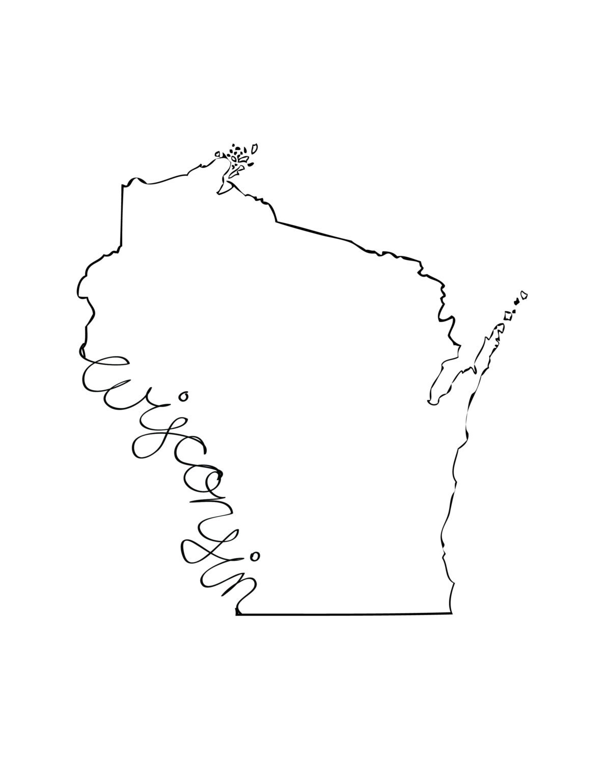 Printable Wisconsin State Art Print 8x10 Digital by MrsCaiterbug