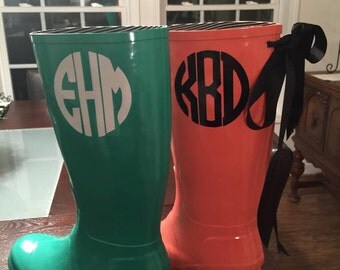 Monogram rain boots | Etsy