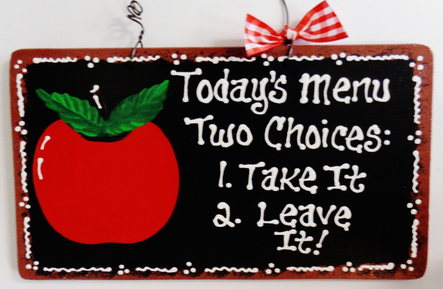 APPLE Today's Menu KITCHEN SIGN Plaque Handpainted Country