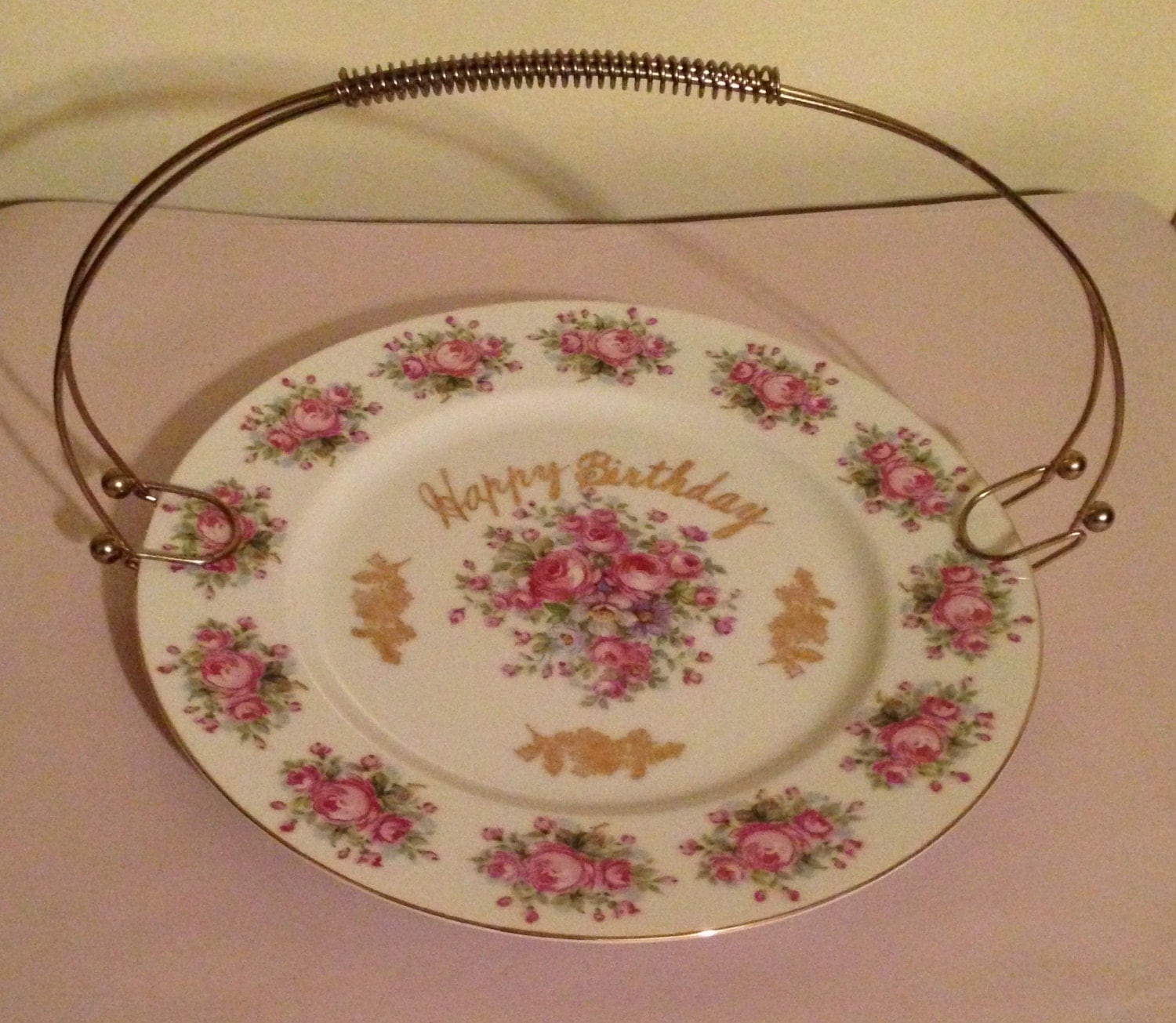 Vintage Happy Birthday Serving Plate with Metal Carrier – Haute Juice