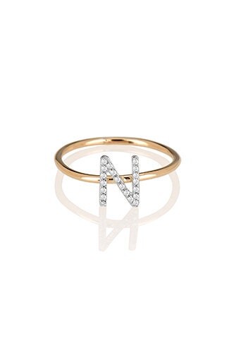 Diamond letter ring pave diamond initial ring by LettersbyZoe