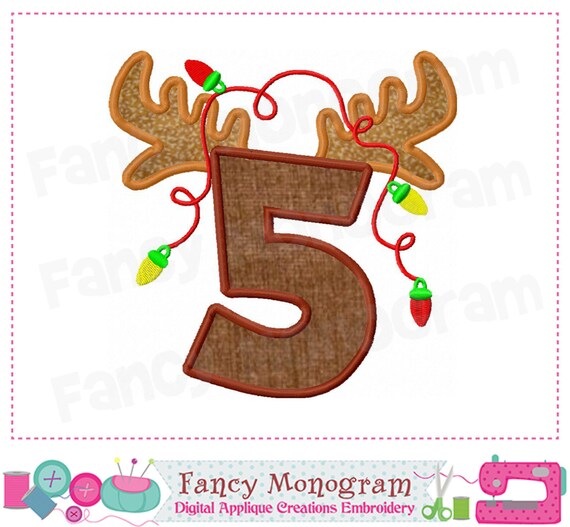 Reindeer Number 5 appliqueMy 5th ChristmasNumber 5