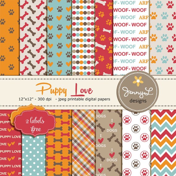 Dog Digital papers Pet Digital Paper Paws Scrapbooking