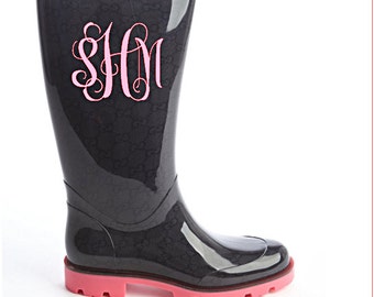 A Pair Of Vine Monogram Rain Boot Decals- Rain Boot Monogram Decals