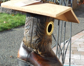 Items similar to Boot Birdhouse Upcycled Refurbished Black leather boot ...