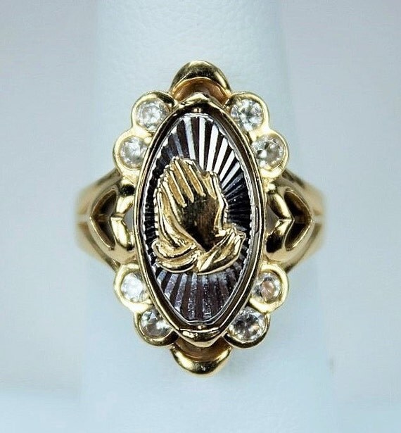 Vintage Religious Spiritual Christian Ladies Ring 14K Yellow