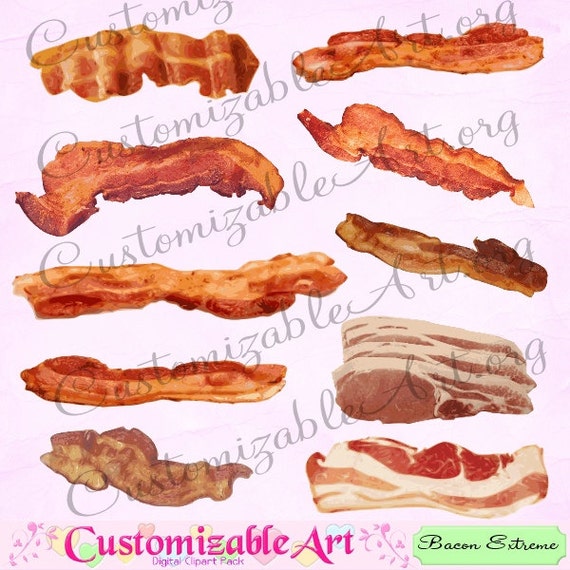 Bacon Clipart Digital Bacon Clip Art Cooked by CustomizableArt