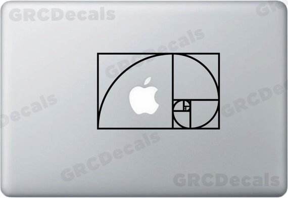 Fibonacci Spiral Mac Apple Logo Cover Laptop Vinyl by GRCDecals