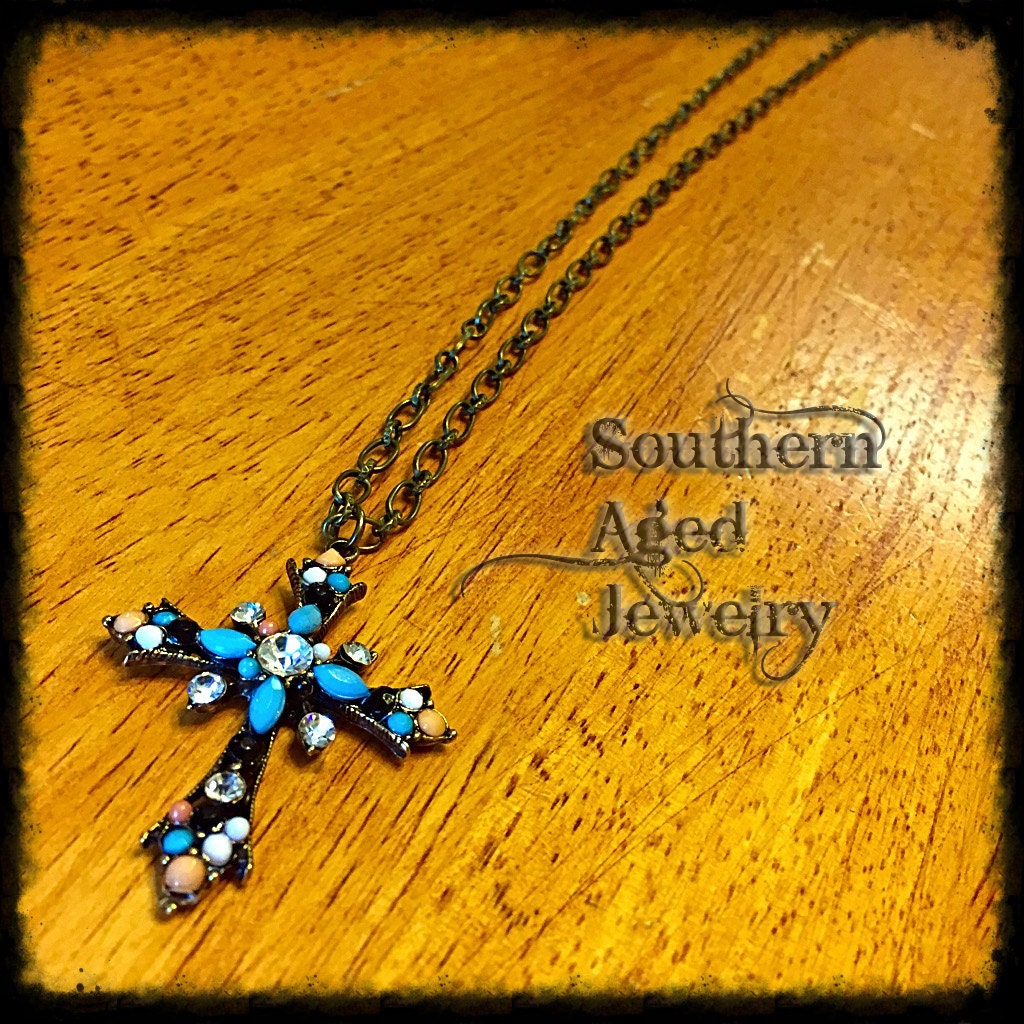 Multi-Cross Necklace by SouthernAgedJewelry on Etsy