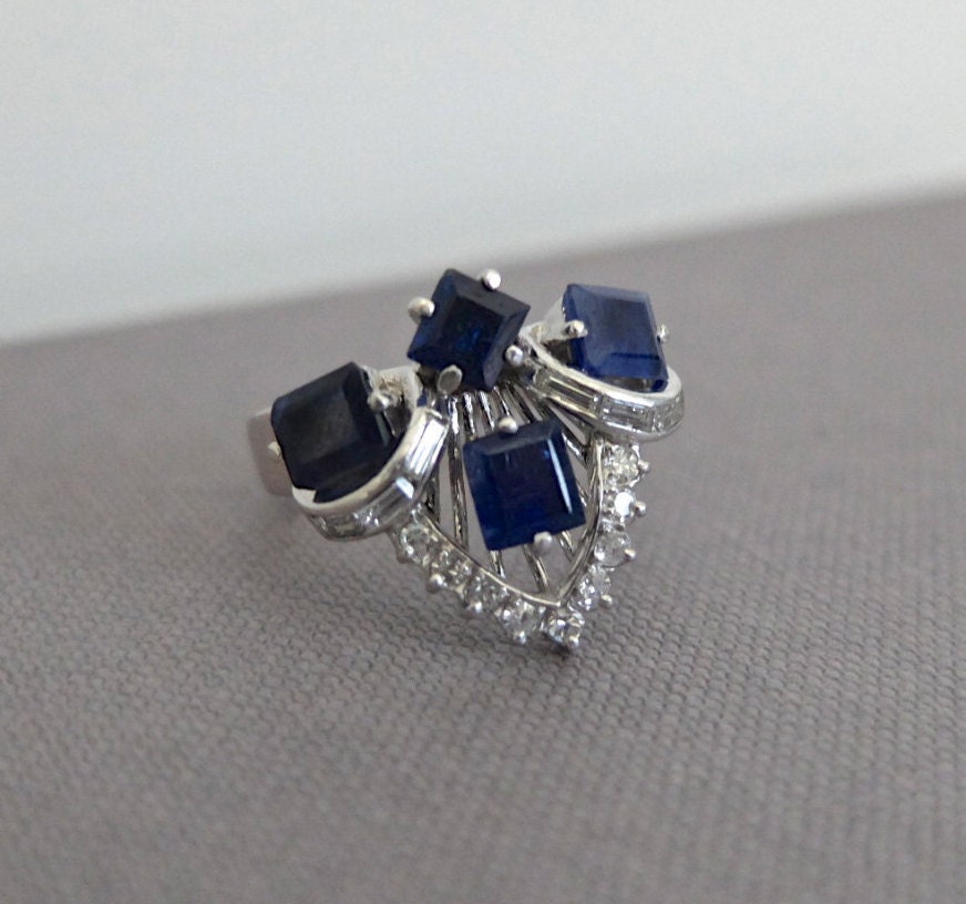 14k white gold Kyanite and Diamond Modern Ring by GemGossip