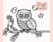 Popular items for owl digital stamps on Etsy