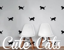Unique cat wall decals related items | Etsy
