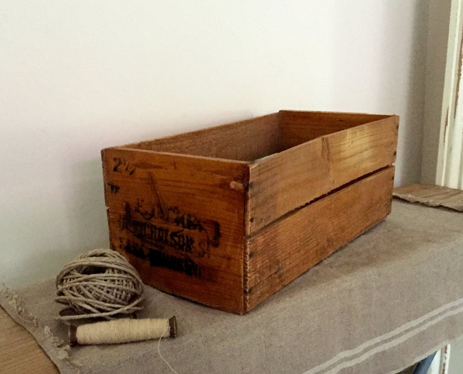 Fabulous VINTAGE rustic wooden industrial box / tray / herb box ...