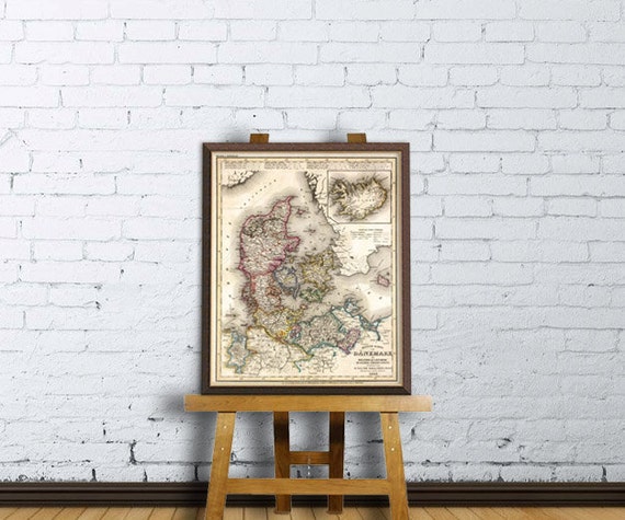 Map of Denmark Holstein Mecklenburg Giclee archival print