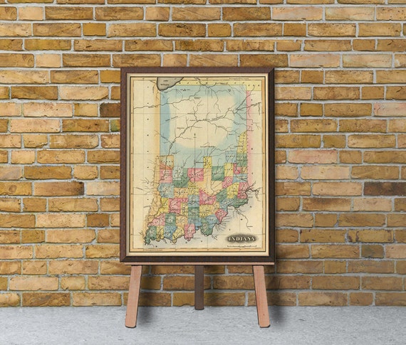 Indiana map Old map of Indiana archival print