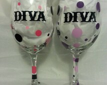 Popular items for diva wine glass on Etsy