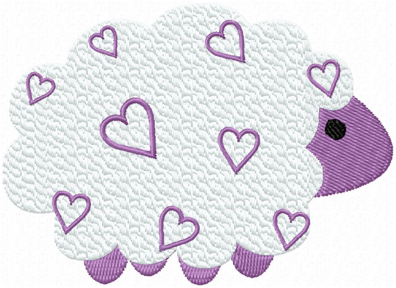 Heart Sheep Machine Embroidery Patterns / Designs 4x4 Hoop