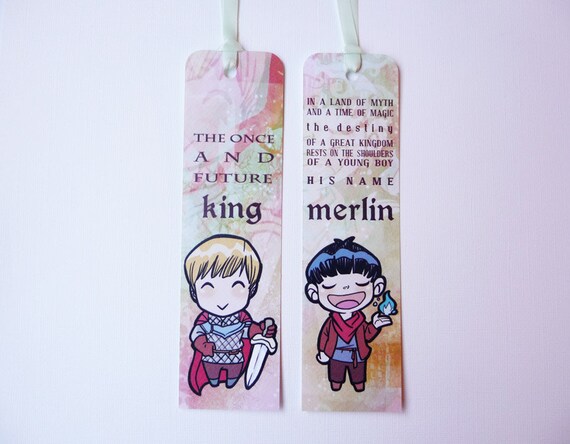 Merlin & Arthur BBC illustrated paper bookmarks by florealpolla