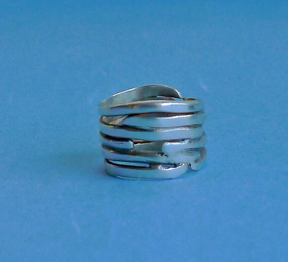 Items similar to Sterling Silver Band, Silver Ring, Hammered Wire Ring ...