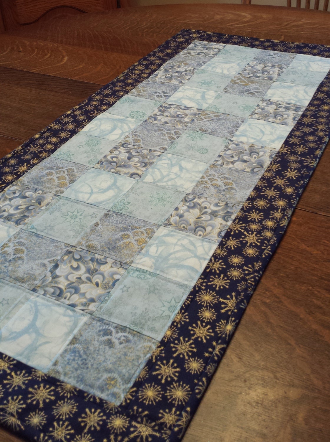 Quilted Table Runner winter table runner snowflake table