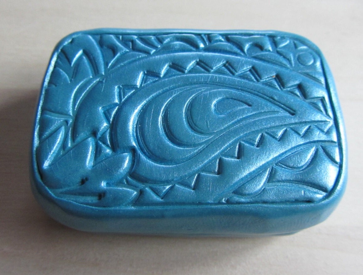 Upcycled Altoids Mini Smalls tin Metallic Blue Paisley Polymer