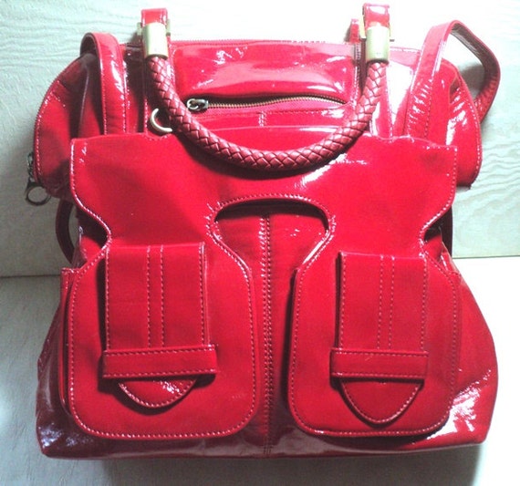 Red Patent Leather Tote Bag | semashow.com
