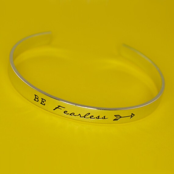 Be Fearless Cuff Bracelet Aluminum Brass or by SilverStatements