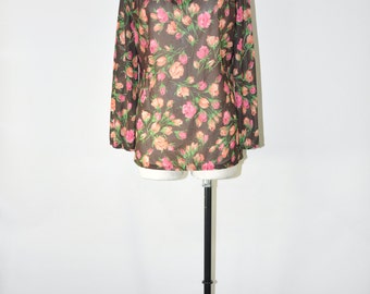 Rose print blouse | Etsy