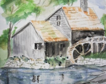 Water mill painting | Etsy