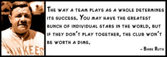 Wall Quote BABE RUTH The Way a Team Plays As a Whole