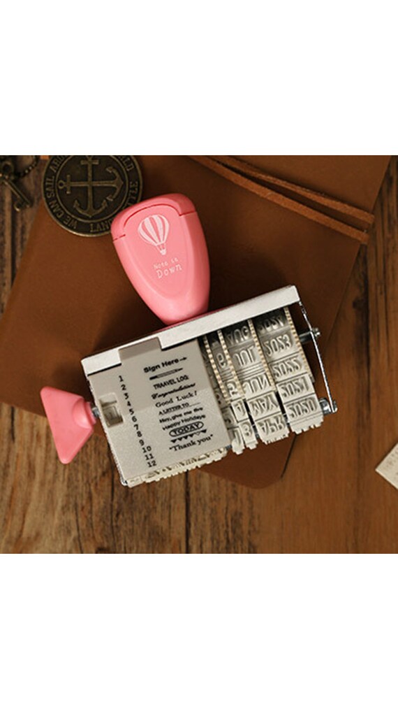 Rolling Date Greeting Stamp Pink 1 Pc Rubber Stamp By TinyBees