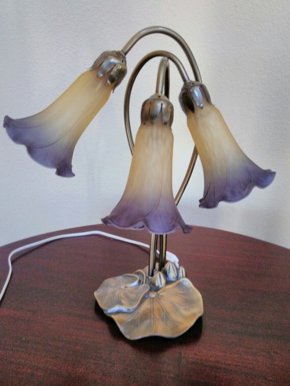 Vintage 3 Arm Lily Pad Lamp with Handpainted by iNaNouveauxGroove