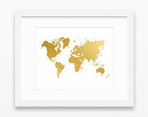 Popular items for gold world map on Etsy
